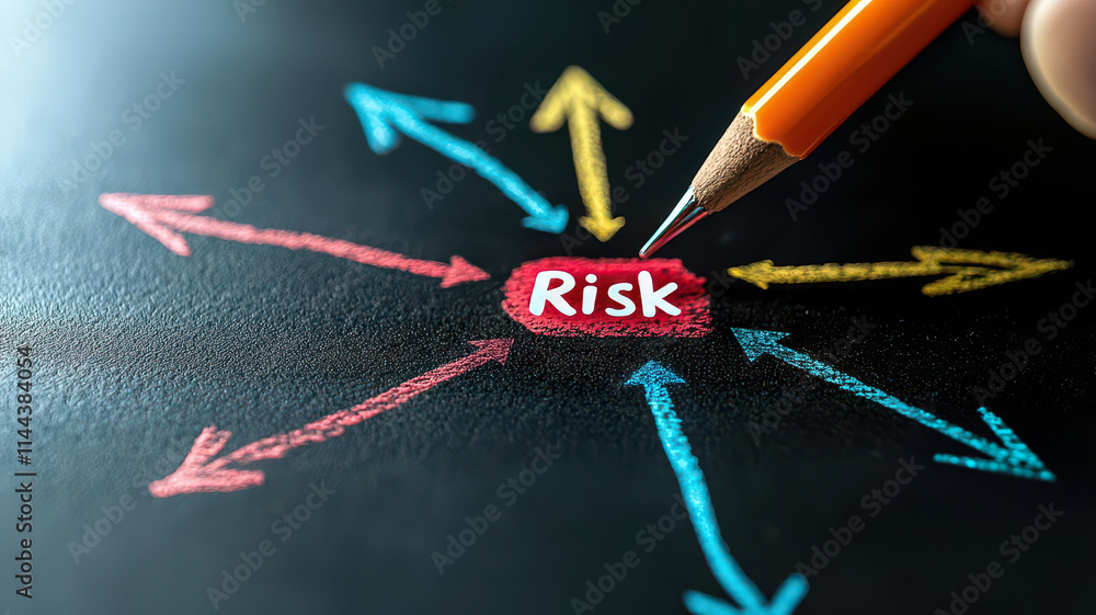 Photo Hand drawing a risk assessment flowchart on a chalkboard, with ...