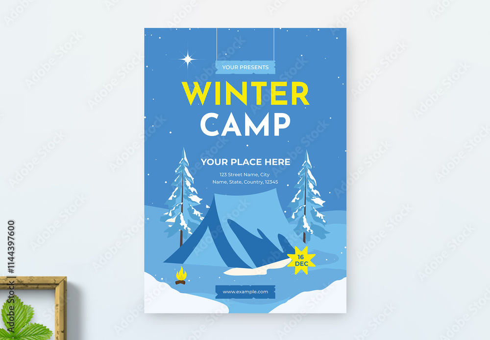 Winter Camp Flyer Layout Stock Template | Adobe Stock