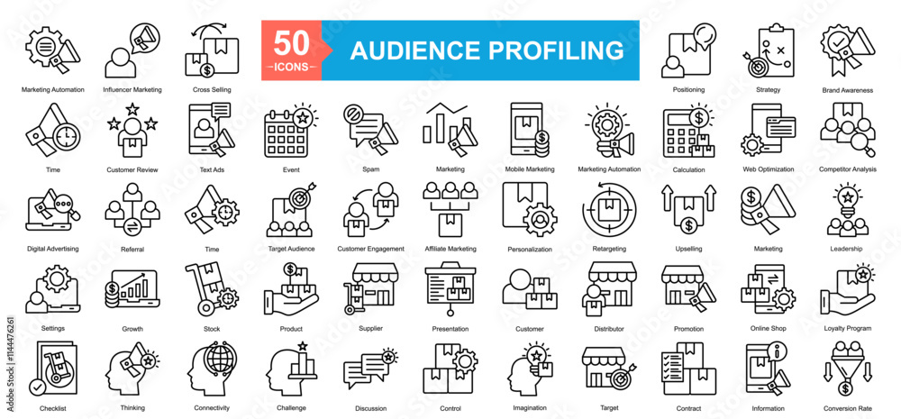 Audience Profilling Icon Sheet Marketing Automation, Influencer ...