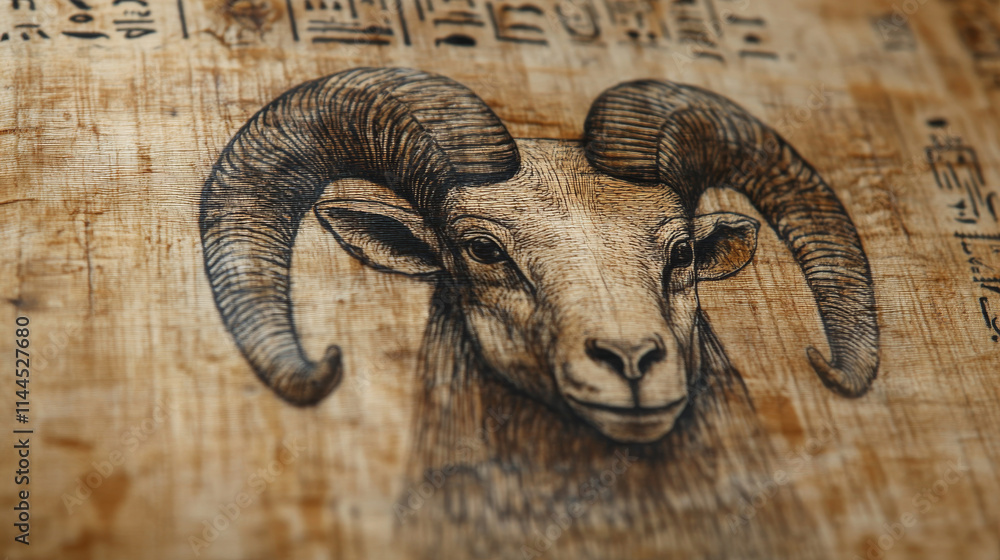 Ancient Egypt papyrus scroll with ram head cartoon vector illustration ...