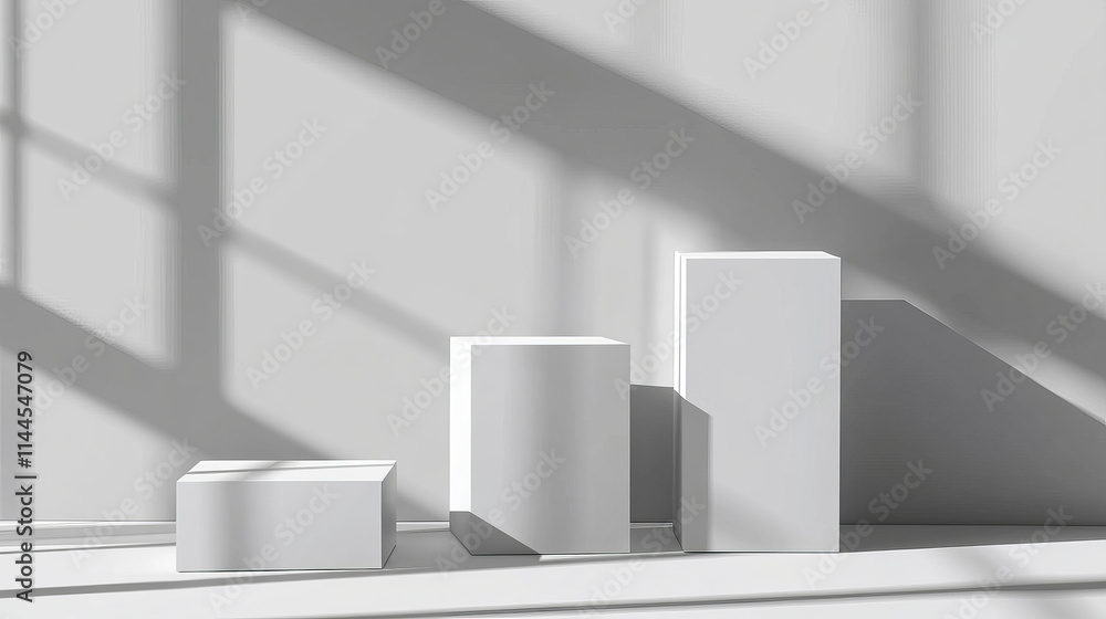 Square shadows overlay effect and open box mock up with lid top view ...