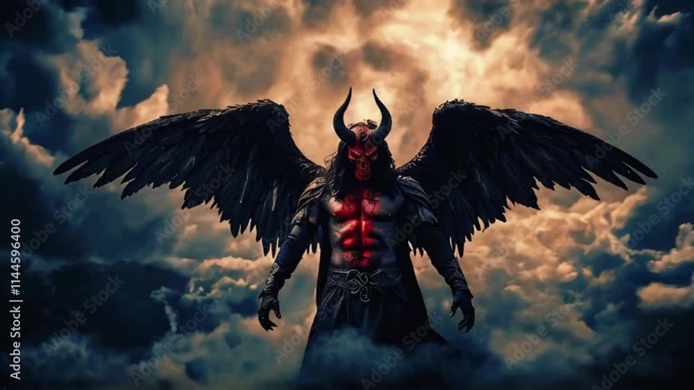 collage picture of evil satanic inferno with dark wings fallen angel in ...