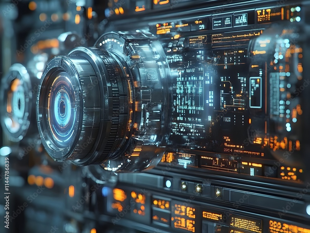 Highly detailed and of a precision spectrometer analyzing the frequency ...