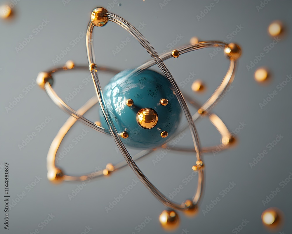Exploded view of a technetium atom deconstructing its internal ...