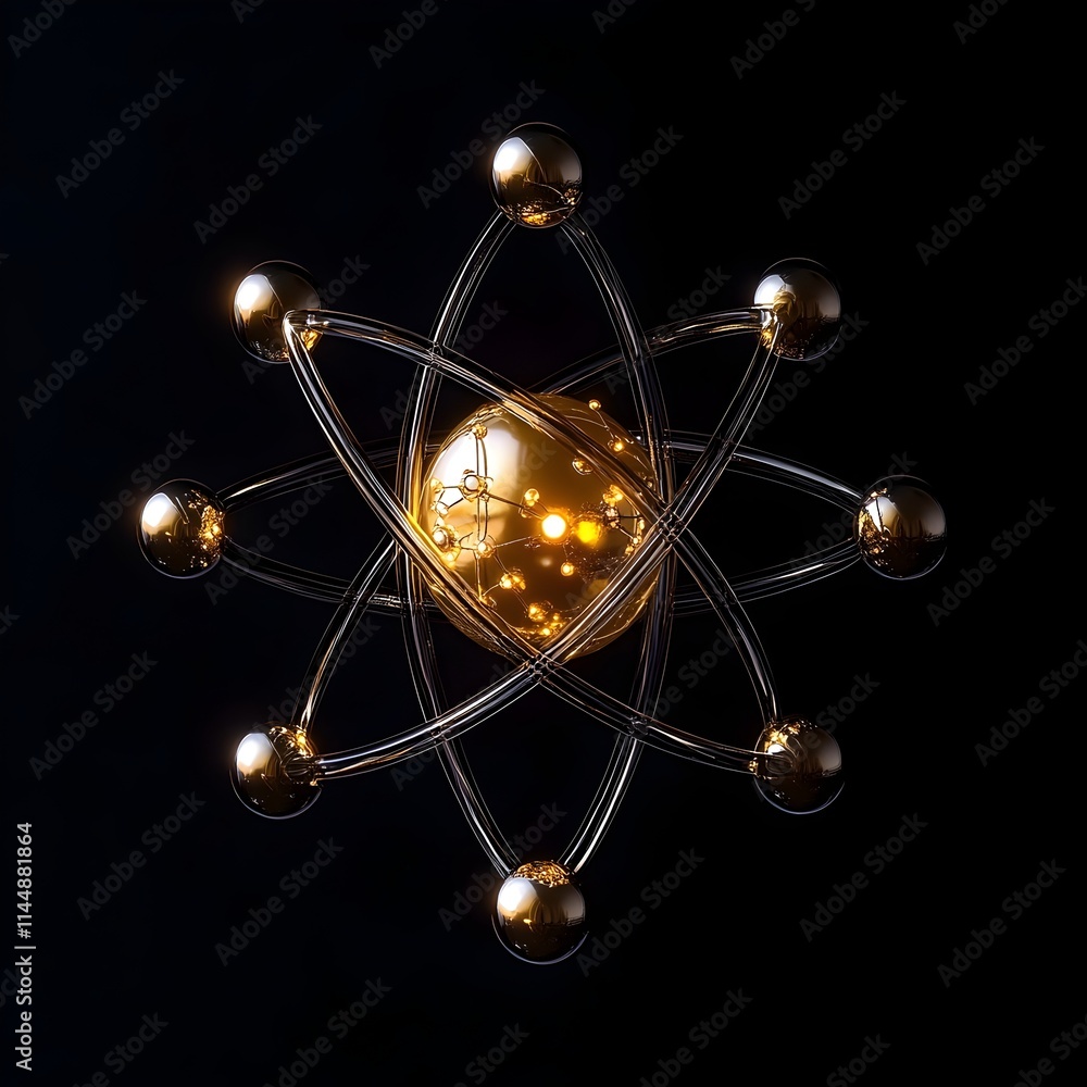 Exploded view of a technetium atom deconstructing its internal ...