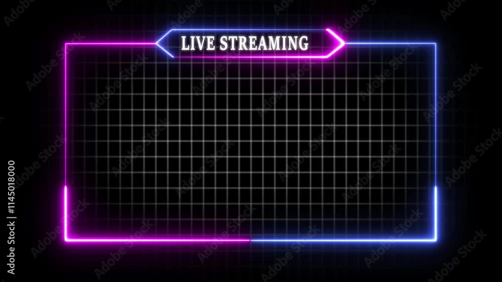 live streaming neon text frame animation box frame neon frame live ...