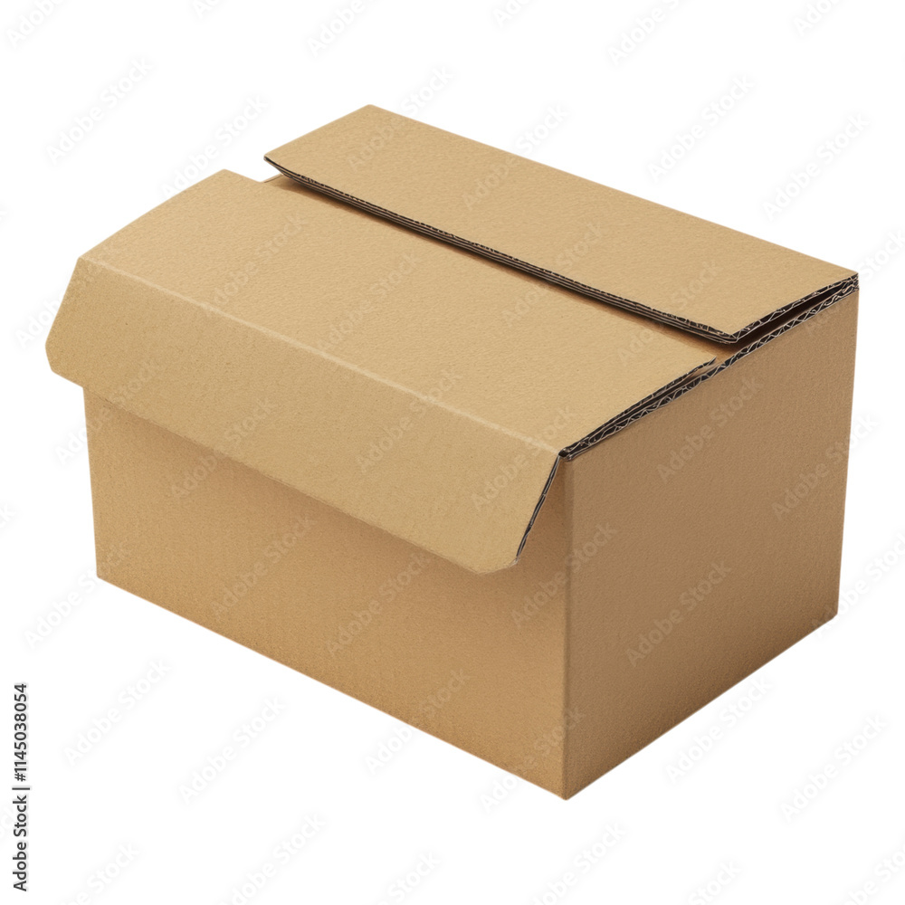 Rectangular cardboard box design, folded edges, transparent background ...