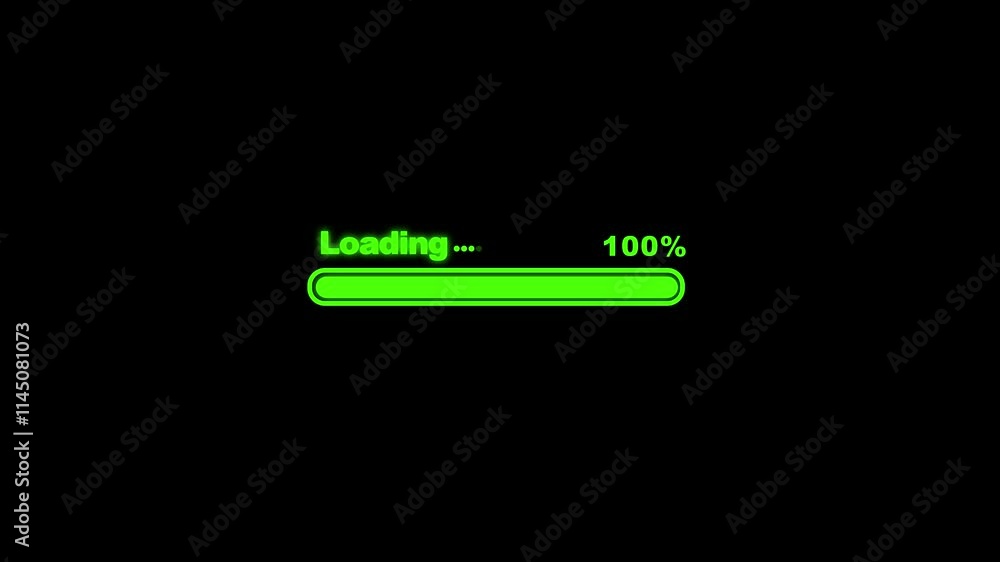 Please wait black and white loading bar animation. Volume scale ...
