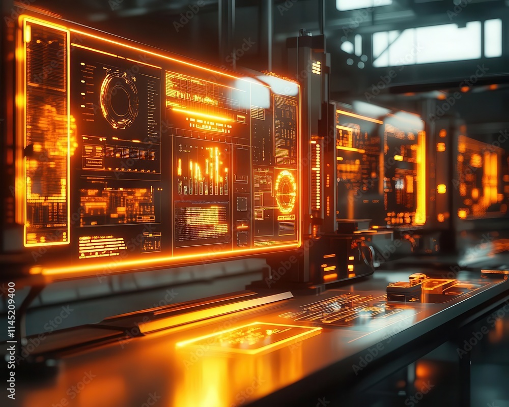 A serene lab where glowing 3D diagrams assist in the design of nextgen ...