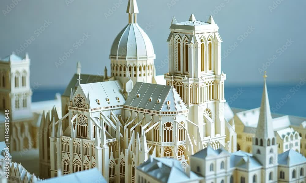 Intricate paper model of iconic cathedral, showing detailed ...