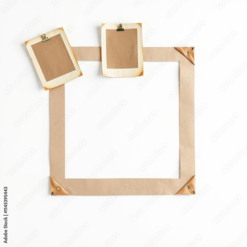 Old cardboards photo cards frames and corners isolated on whit frame ...