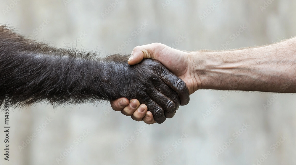 Chimpanzee and Human Handshake: A powerful image depicting a handshake ...