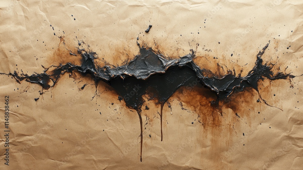 Photo & Art Print Burn mark stain texture on aged paper background with ...