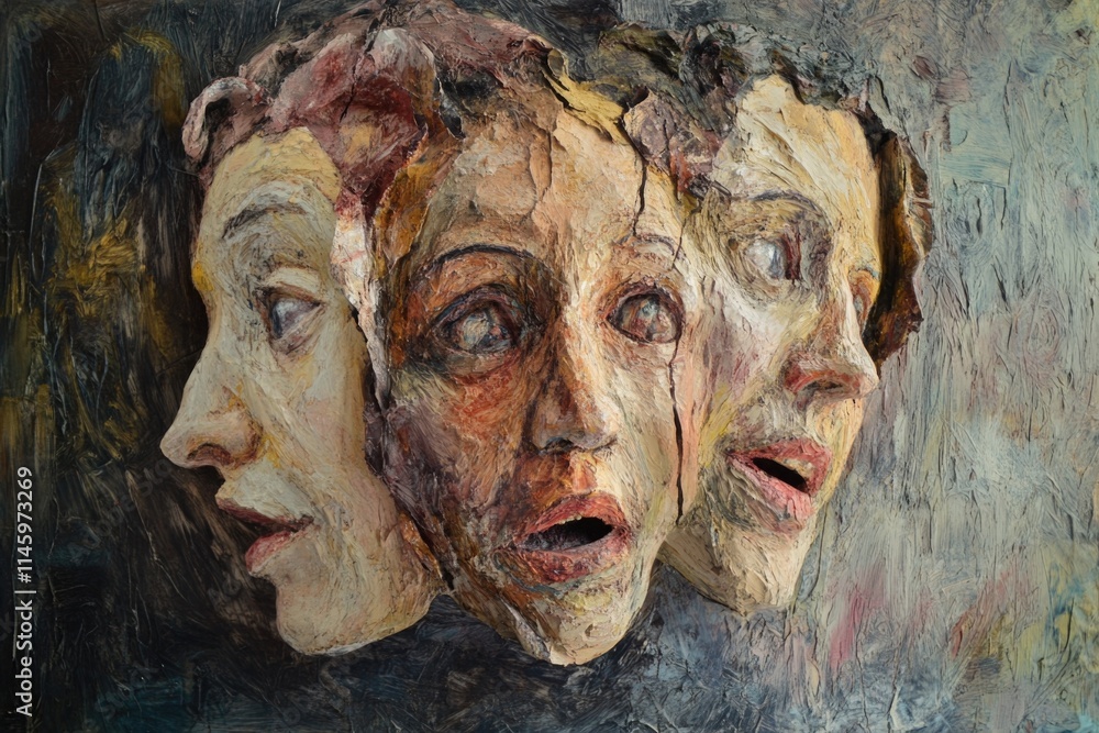 Multiple human faces with different skin tones and facial expressions ...