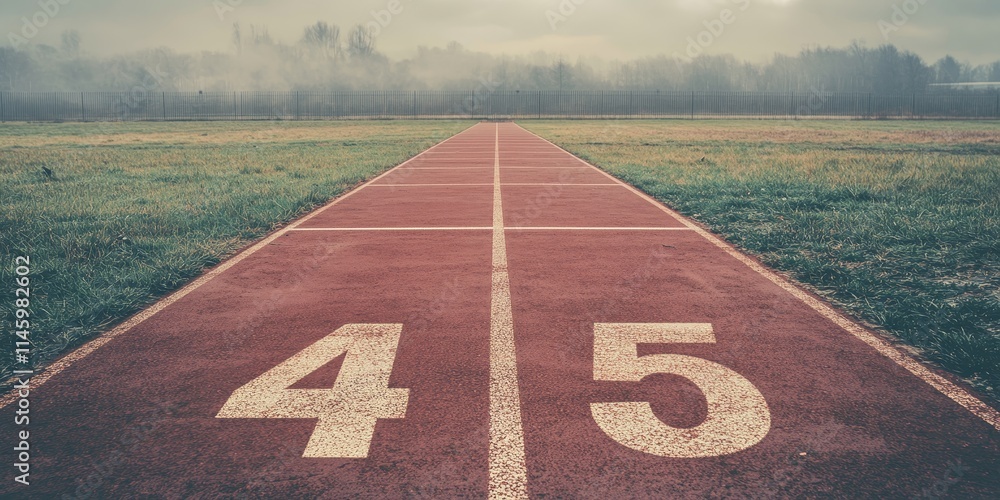 Numbers four and five appear prominently on a running track, showcasing ...