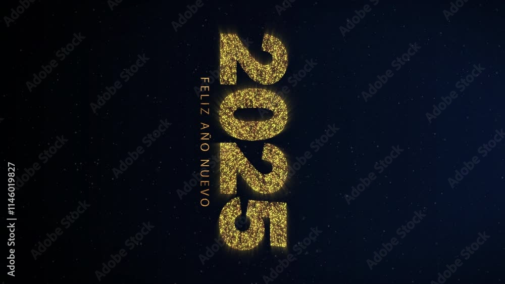 Feliz ano nuevo 2025. Happy new year 2025. Spanish greeting. Vertical ...