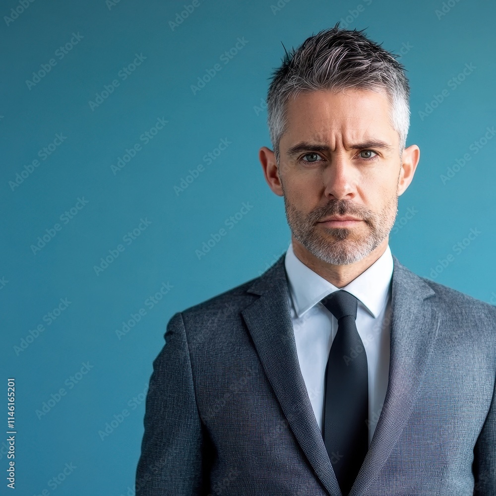 Confident middle-aged man in suit with focused expression Stock Photo ...