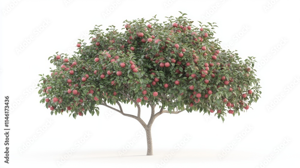 Isolated apple tree with fruits on a white background for a clean ...