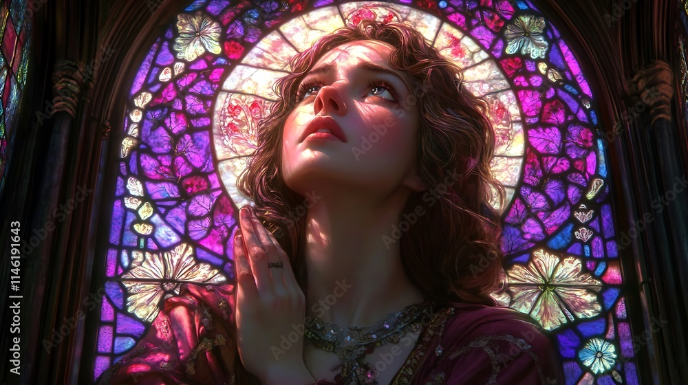 Poster, Foto Saint Mary Magdalene portrayed in a breathtaking stained ...