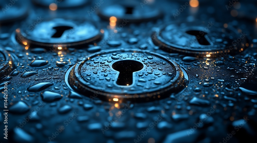 Keyhole Close-up: A captivating macro shot of a keyhole, glistening ...