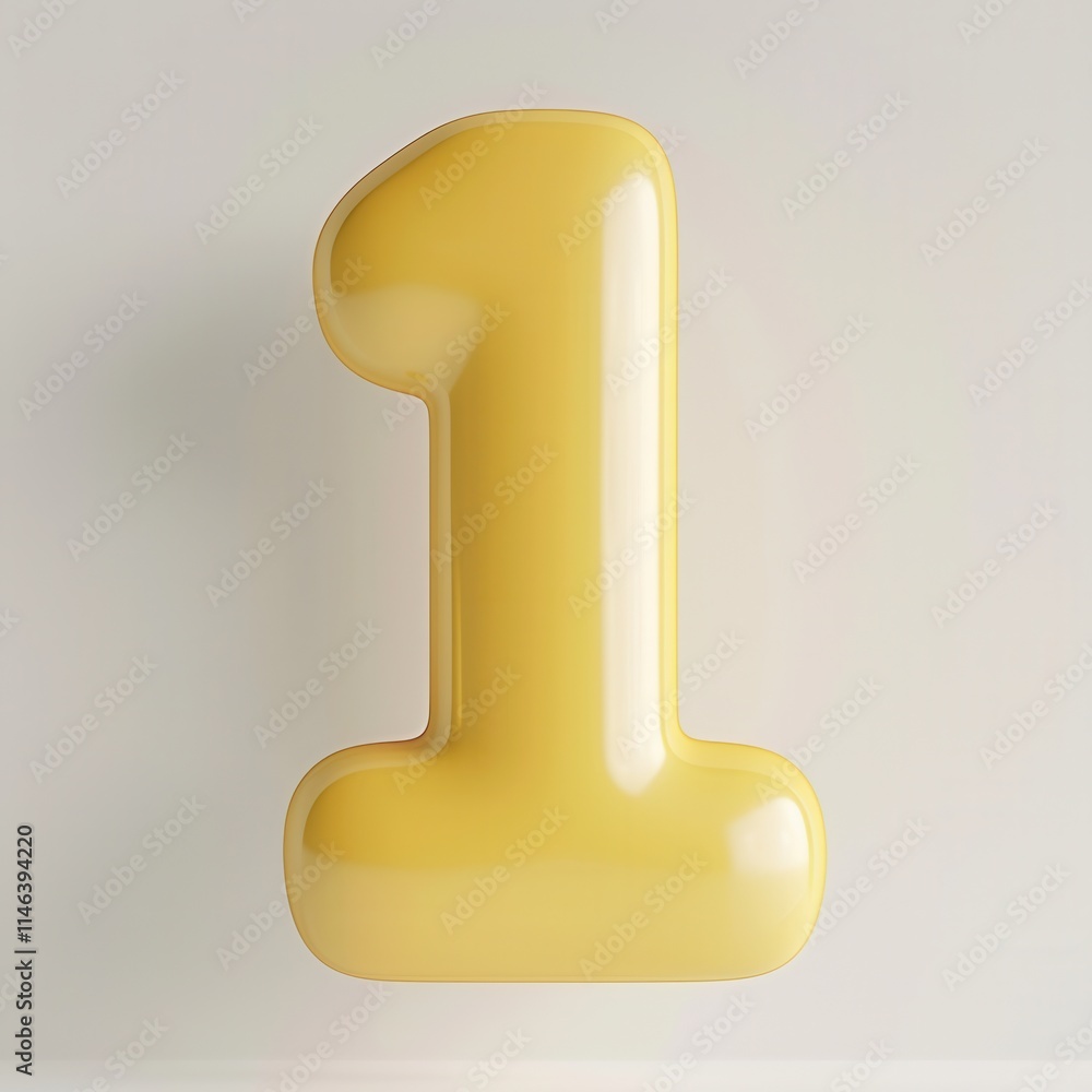 Bright yellow number one stands out against a light background ...