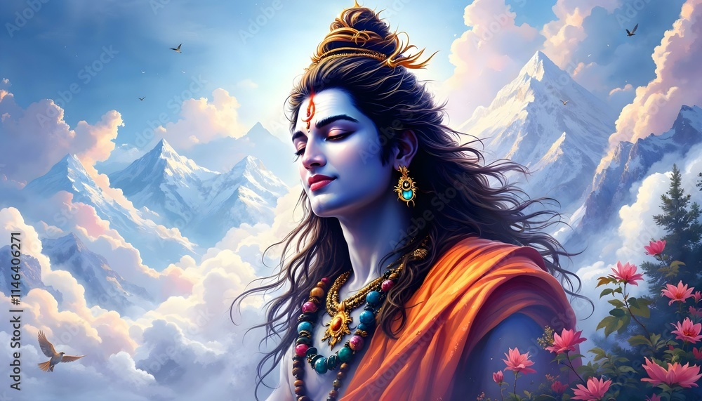 Shivaratri background with Shivas trident and Pellet Drum Damroo ...