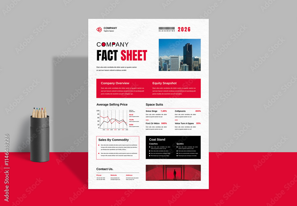 Company Fact Sheet Template Stock Template | Adobe Stock