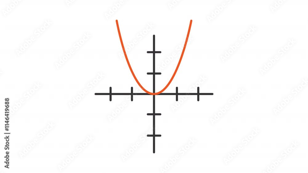 Animated quadratic graph icon. Math analysis line animation. Appearing ...