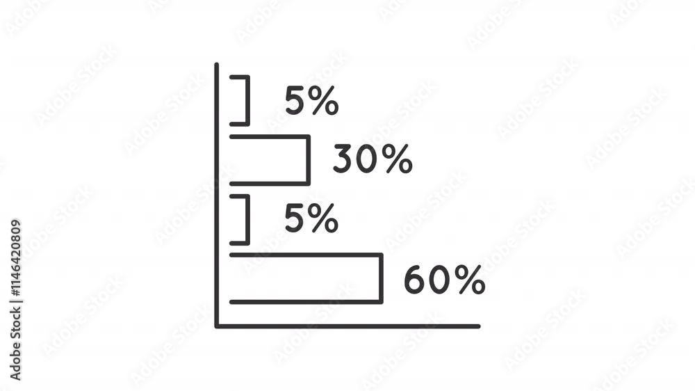 Animated horizontal bar chart icon. Interest rate chart bouncing line ...