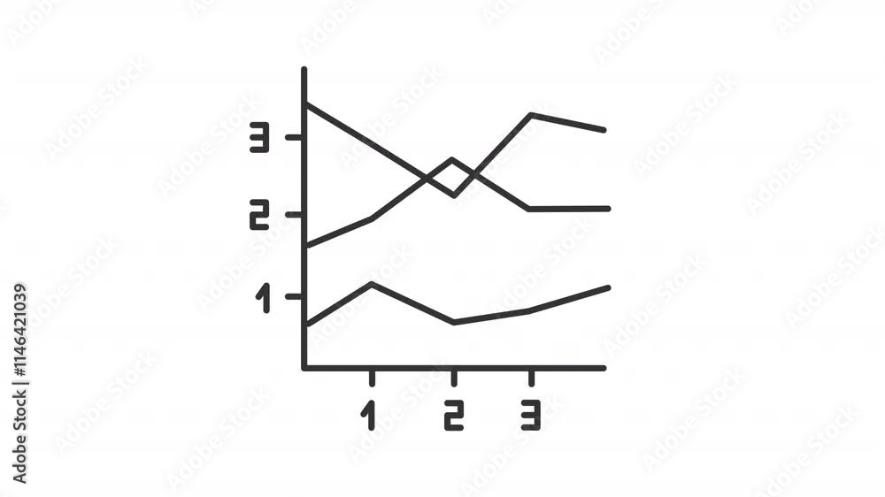 Animated area chart icon. Business graph with moving strokes line ...