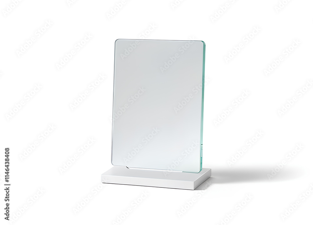 Blank square glass trophy mockup, 3d rendering. Empty acrylic award ...