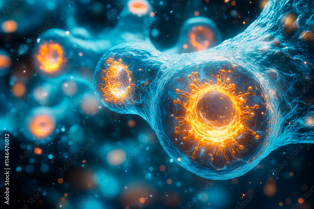 Hyper-realistic microscope photo of cell division process Stock ...