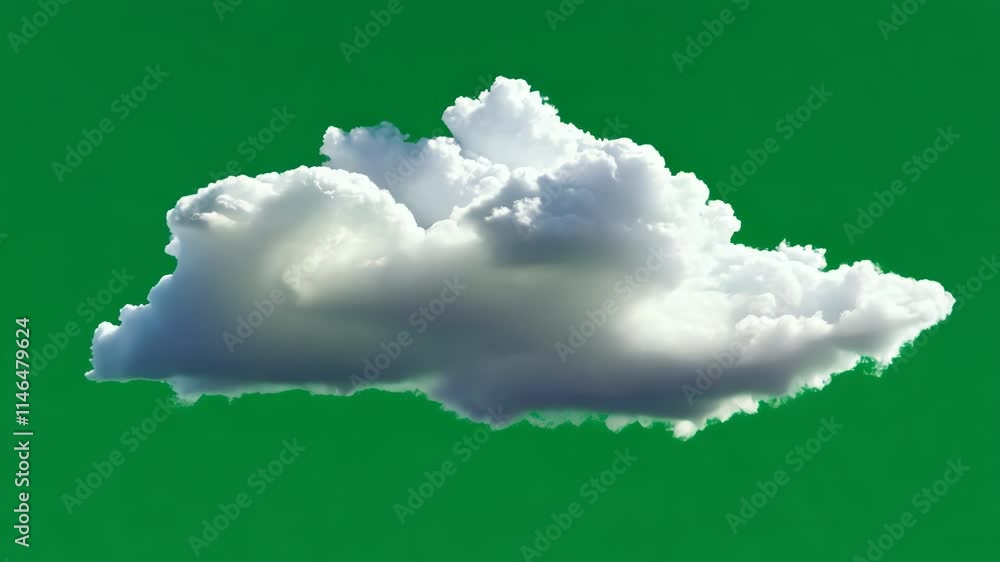 Cumulus hyper realistic cloud isolated on a green screen background ...