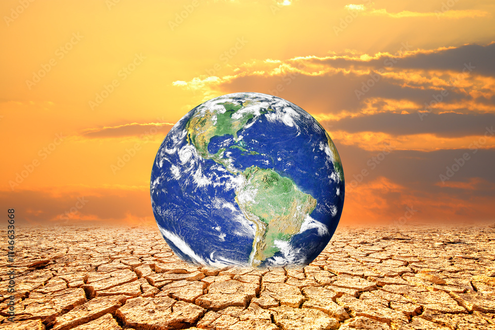 Parched Earth, Fragile Globe: A symbolic image depicting a globe ...