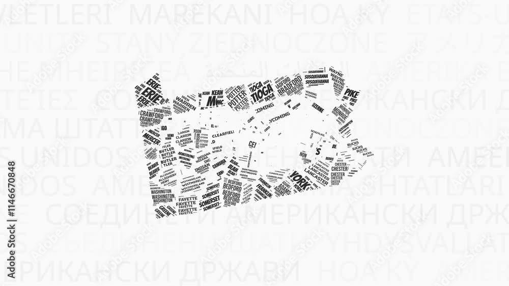 Pennsylvania intro animation. State with counties illustration video ...