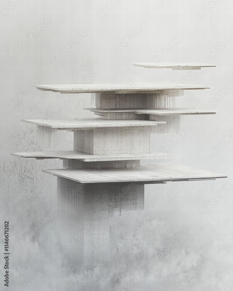 Exploring Layered Architectural Models Futuristic Environment Digital ...