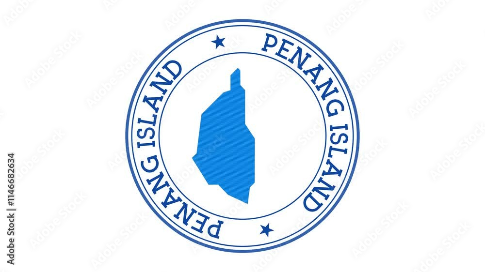 Penang Island intro. Badge with the circular name and map. Penang ...