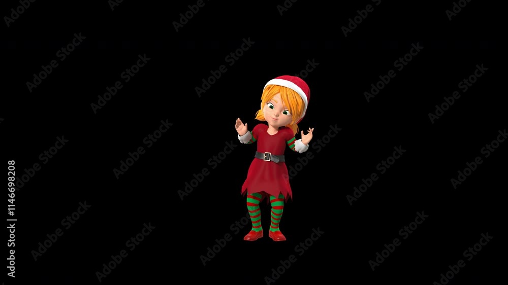 3d Animated Cartoon Elf Girl Standing And Talking Confidently with Hand ...