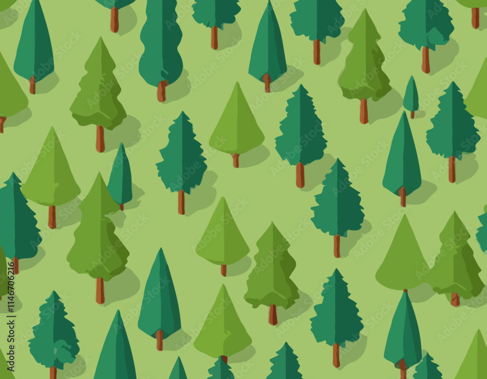 Isometric 3d illustration park trees forest nature elements flat design ...