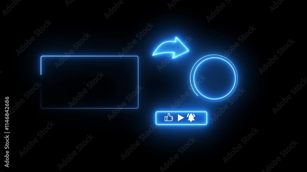 neon end screen. Subscribe button and outro for Gaming and video ...