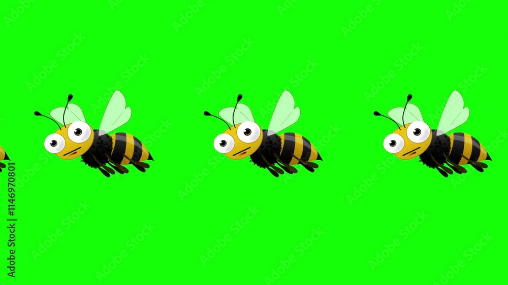 Flying bees animation on green screen, chromakey, green screen, loop ...