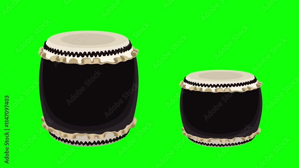 taiko drum Percussive animation. Traditional Japanese Music Instrument ...
