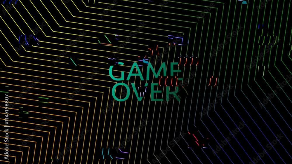 Game over on an abstract animated background. Game over on an animated ...