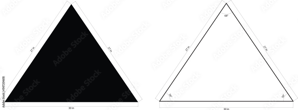 Isosceles triangle with dimensions. Isosceles triangle shape in ...