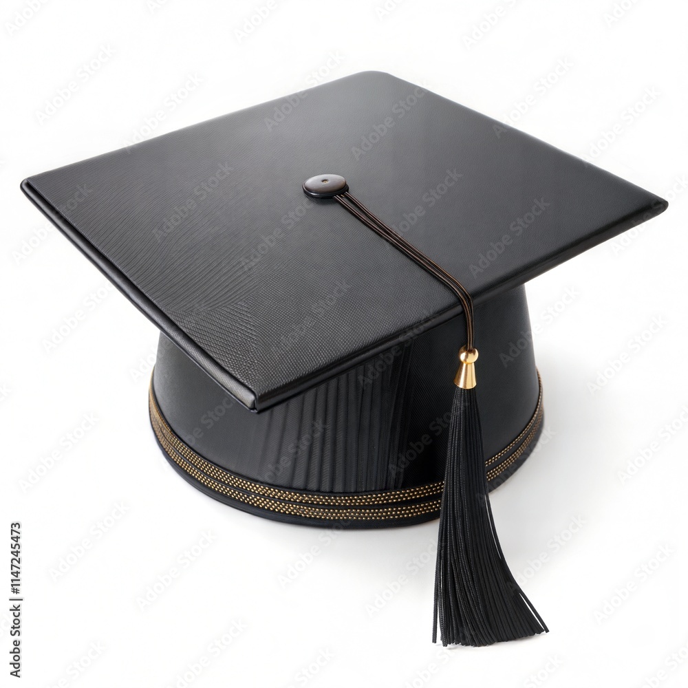 Graduation hat, Academic cap or Mortarboard in black isolated on white ...