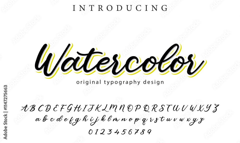 Watercolor Font Stylish brush painted an uppercase vector letters ...
