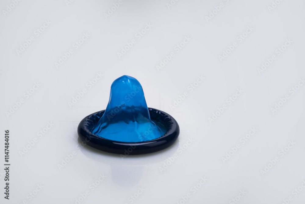 Condom isolated. Safe sex concept. Condom contraception. Sex education. Sex protection. Latex ...