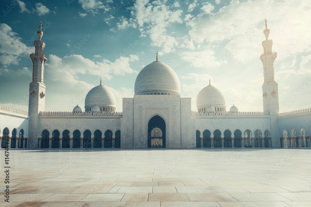 Mosque Arab Muslim Building Greeting Mubarak Islam Ramadan Element ...