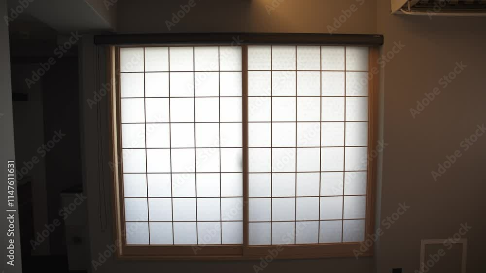 A close-up of a traditional Japanese window in Kyoto, showcasing ...