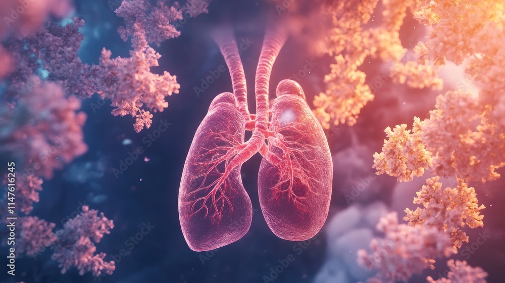 Lungs and heart in tandem motion, showing breathing and pumping ...